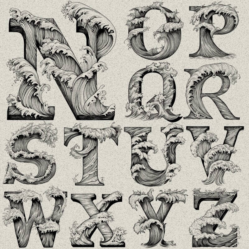 Wave Monogram Letter Designs Bundle PNG & SVG Digital Download for ...