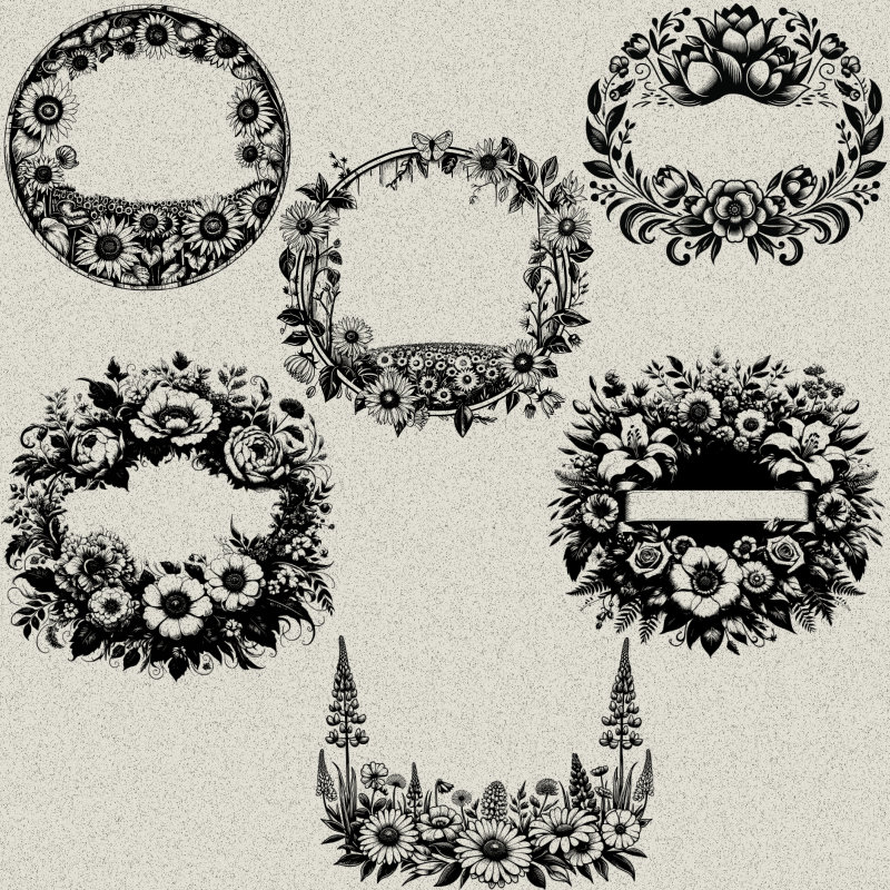 38 Floral Flower Signs SVG-PNG Bundle Designs for Laser Engraving, or ...