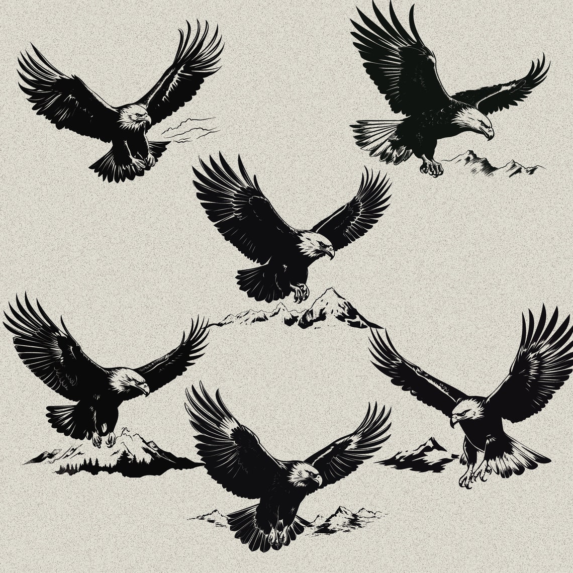 32 Eagle Design Bundle SVG-PNG Detail Designs for Laser Engraving and ...