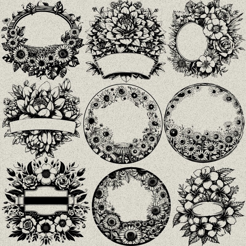 38 Floral Flower Signs SVG-PNG Bundle Designs for Laser Engraving, or ...