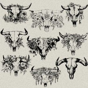 31 Cow Skull Designs SVG & PNG Bundle Laser Engraving or Print. Western ...
