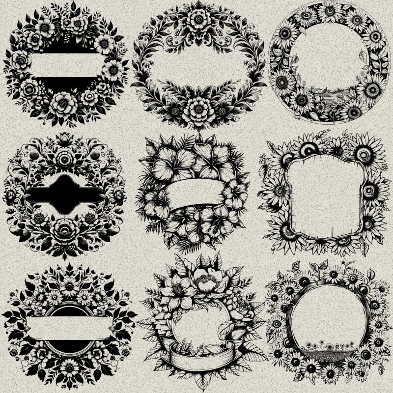 38 Floral Flower Signs SVG-PNG Bundle Designs for Laser Engraving, or ...