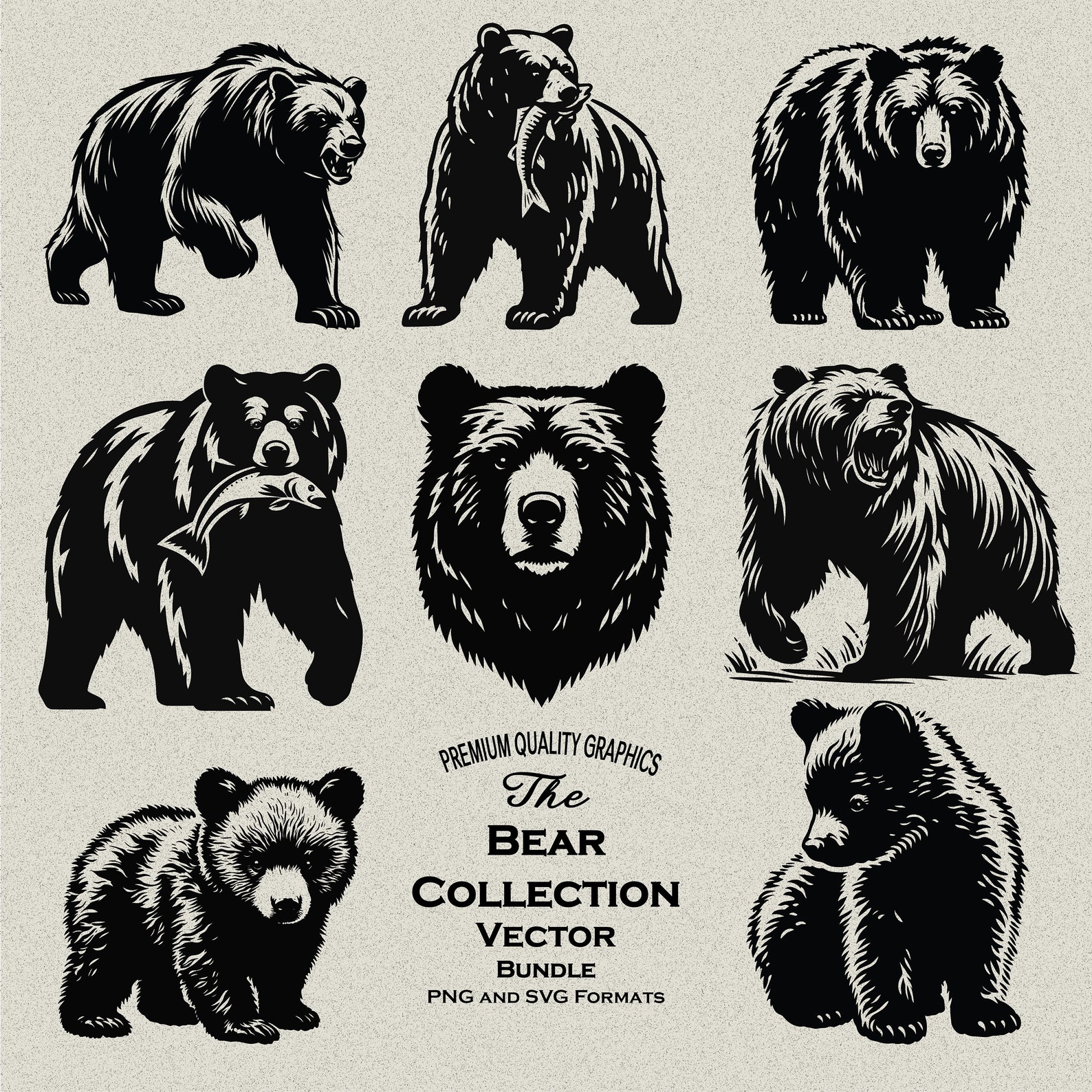 30 Bear and Cub SVG-PNG Bundle Low Detail Designs for Laser Engraving ...