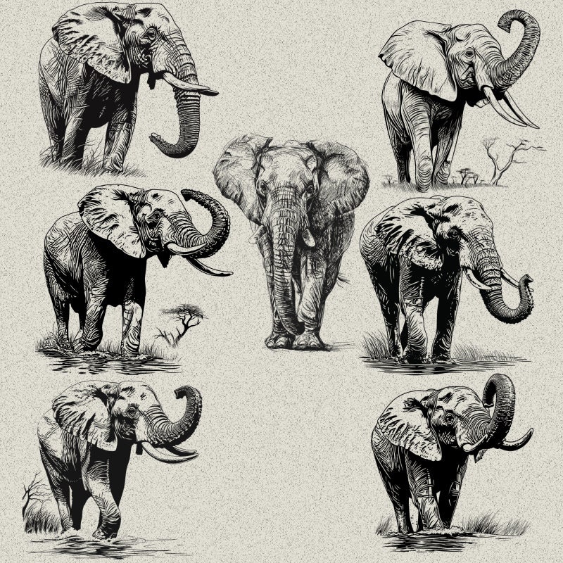 44 Elephant Designs Bundle PNG & SVG for Laser Engraving or Print ...