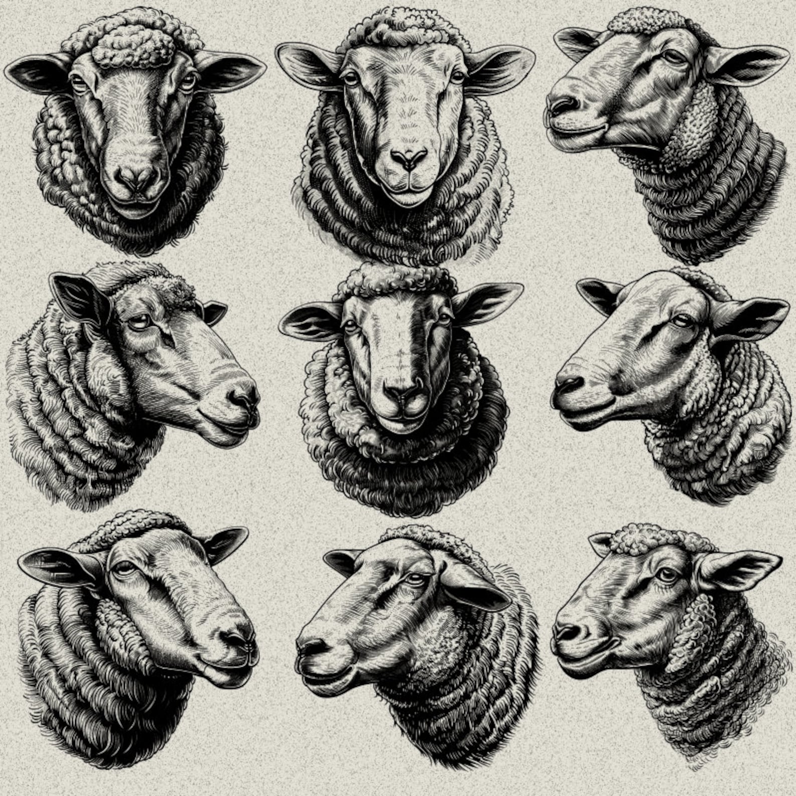 27 Sheep Designs Bundle PNG & SVG Digital for Laser Engraving or Print ...