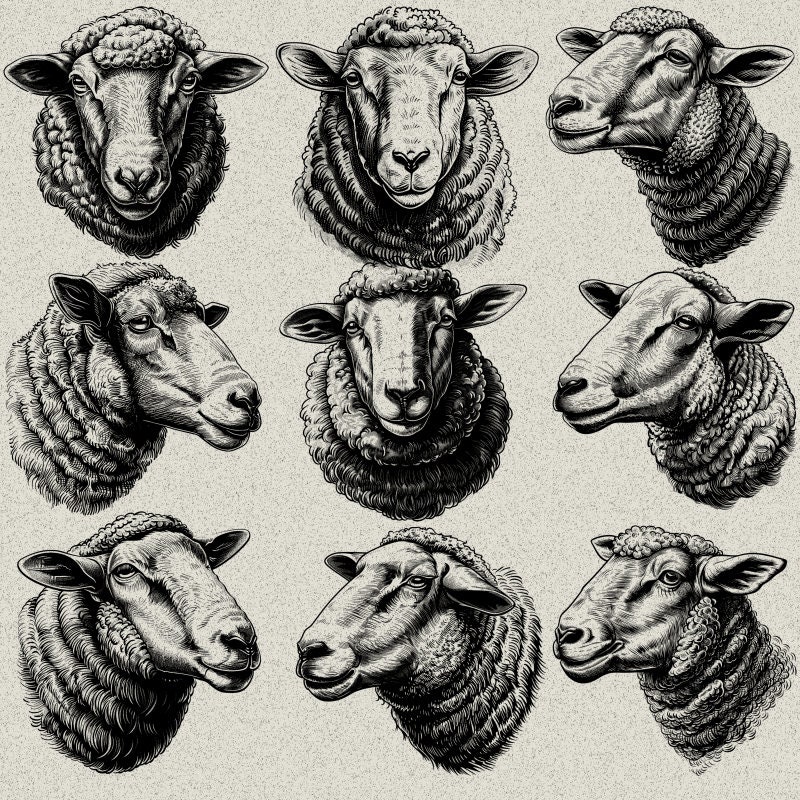 27 Sheep Designs Bundle PNG & SVG Digital for Laser Engraving or Print ...