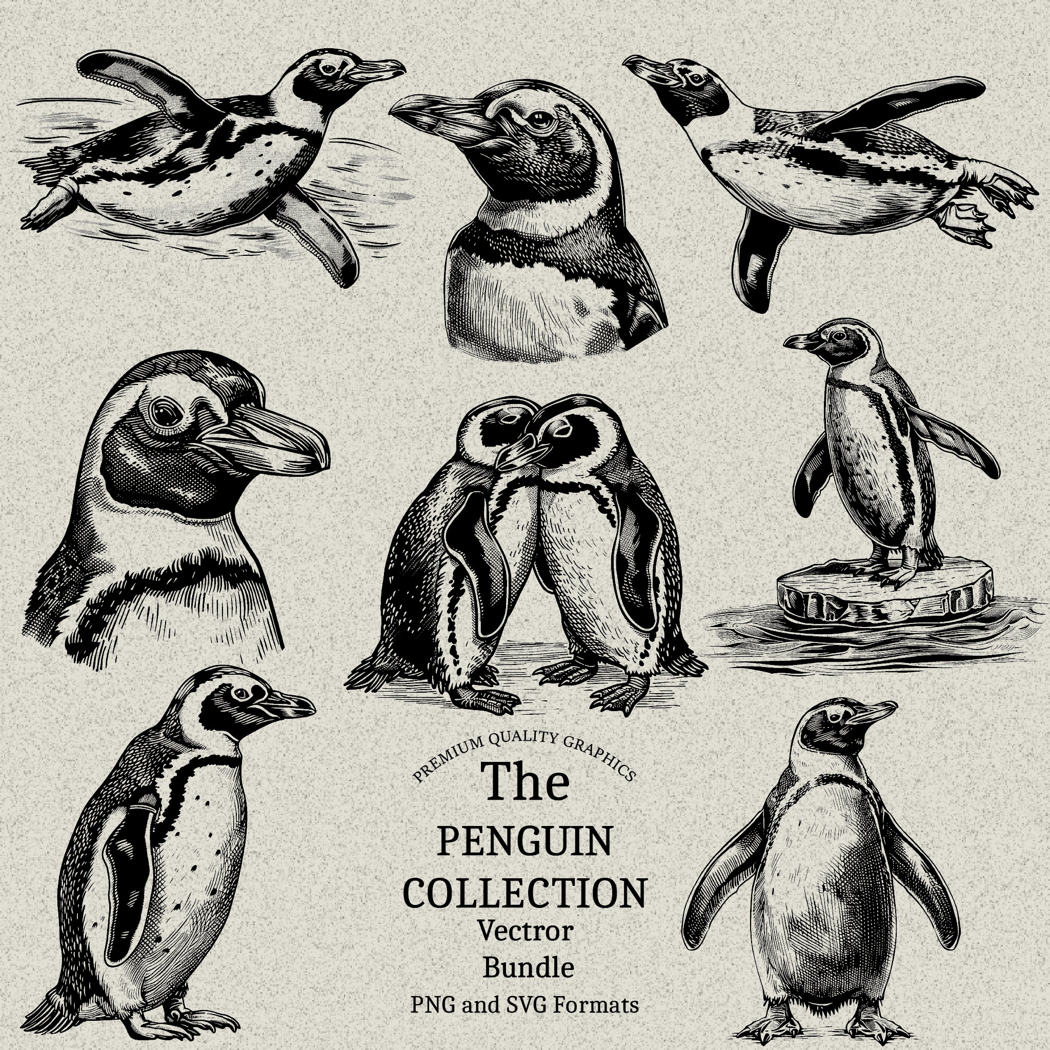 33 Penguin Designs Bundle PNG & SVG Digital for Laser Engraving or ...