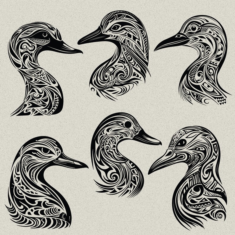 25 Tribal Duck Waterfowl Designs Bundle SVG & PNG Files for Engraving ...