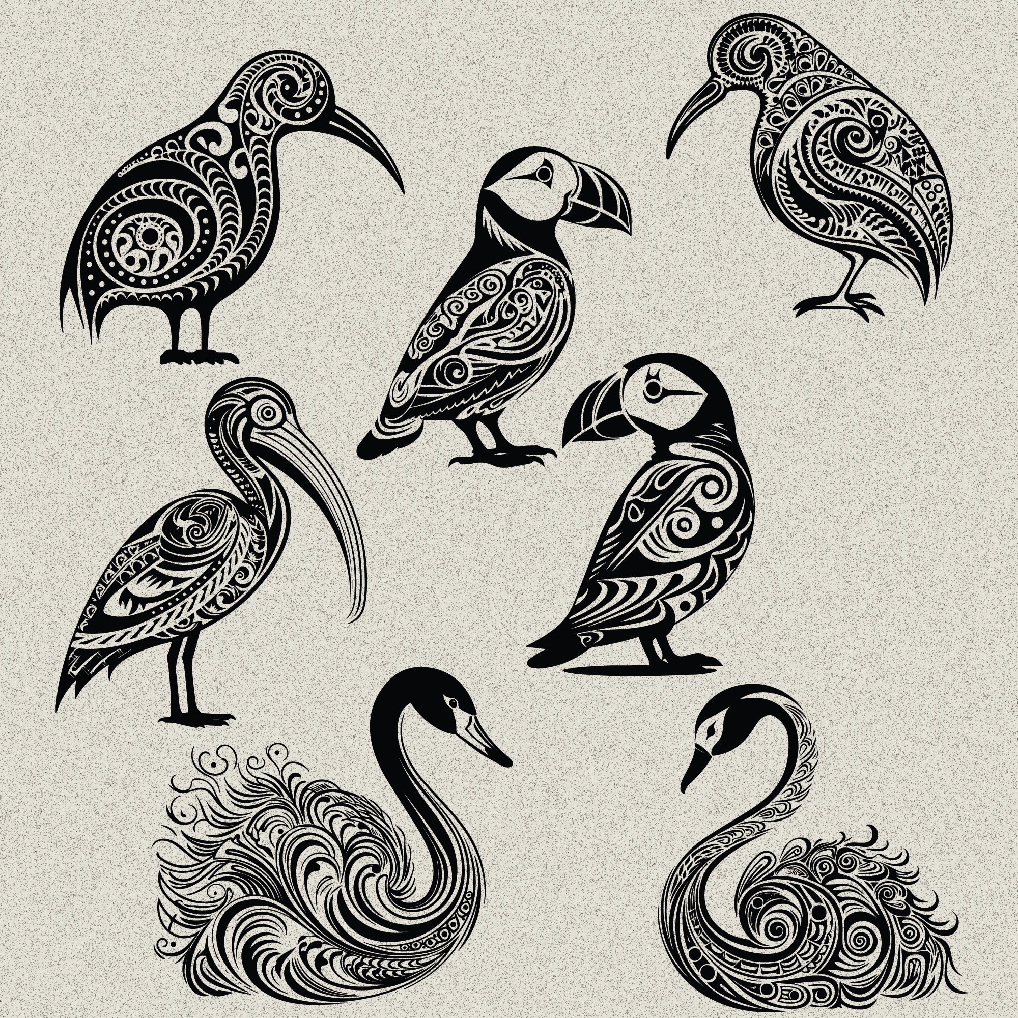 50 Tribal Bird Design Bundle SVG & PNG Files, for Engraving, Cutting ...
