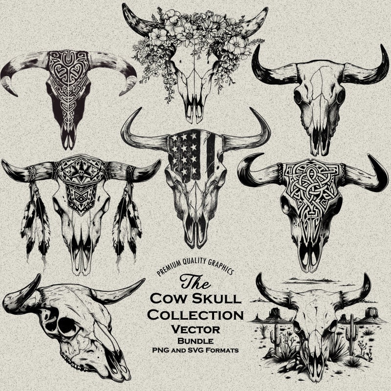 Traditional Cow Skull Tattoo