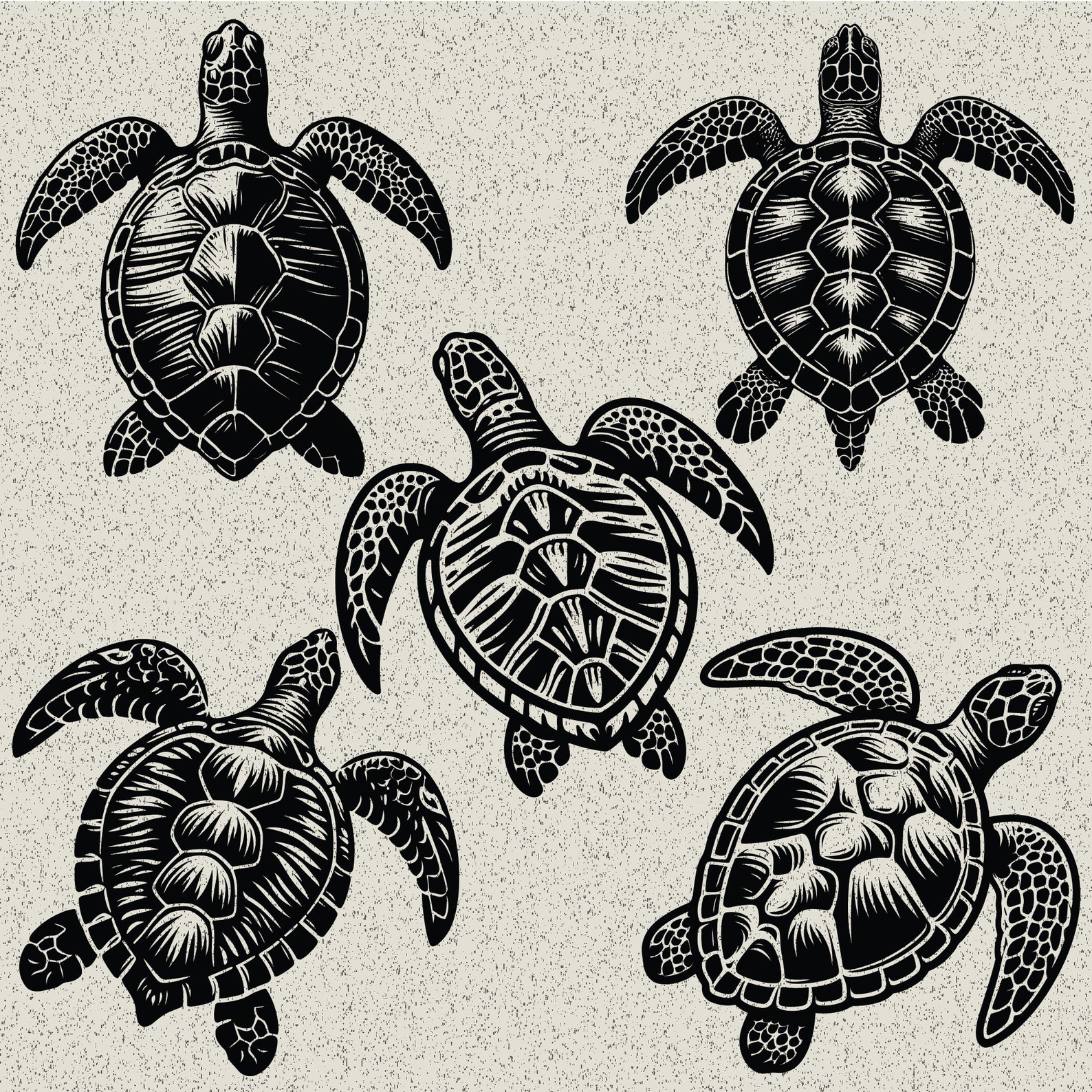 34 Sea Turtle Graphics SVG and PNG Bundle: Laser Engraver and Print ...