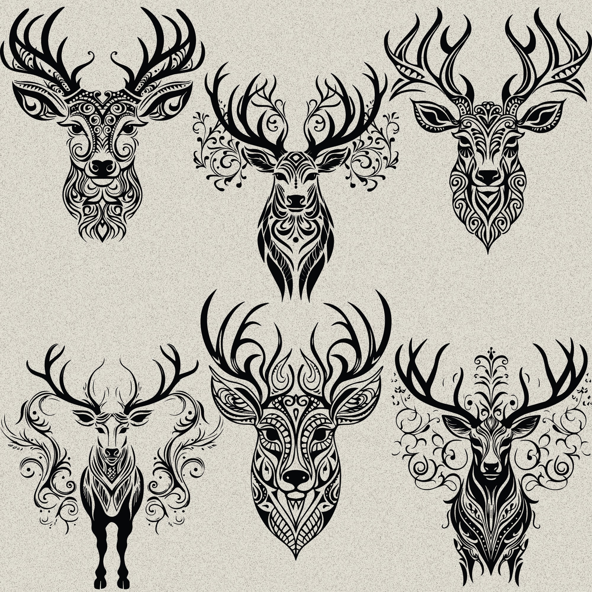 25 Tribal Deer Bundle SVG & PNG Engraver, Cutter and Print Ready ...