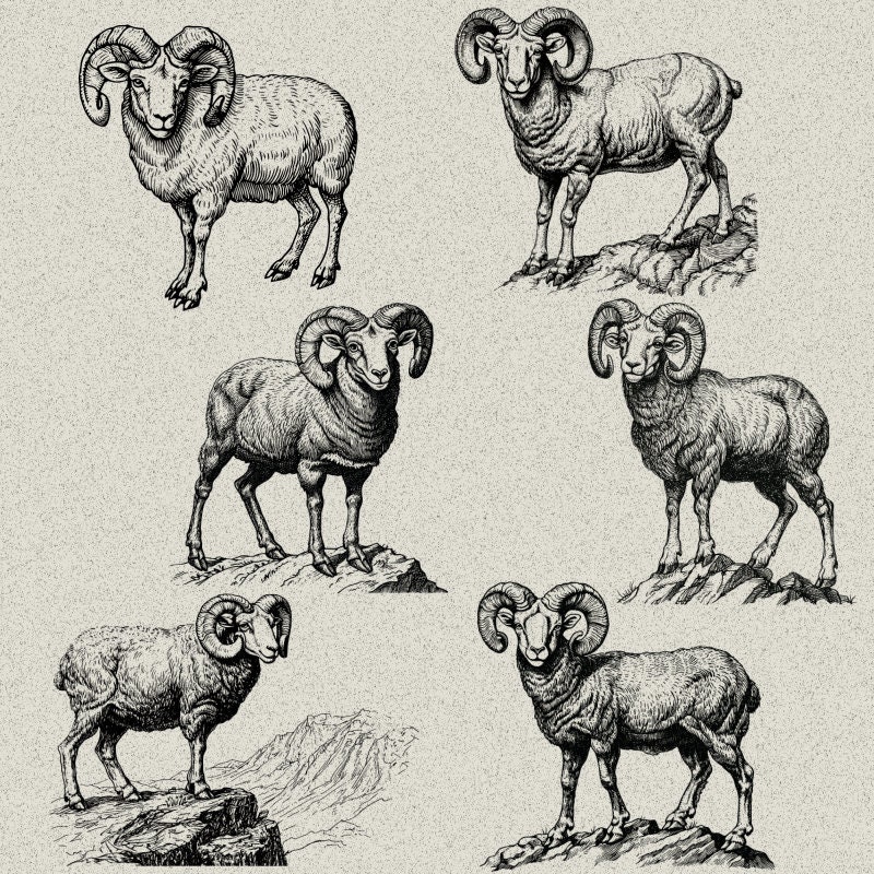 36 Ram Designs Bundle PNG & SVG Digital for Laser Engraving or Print ...