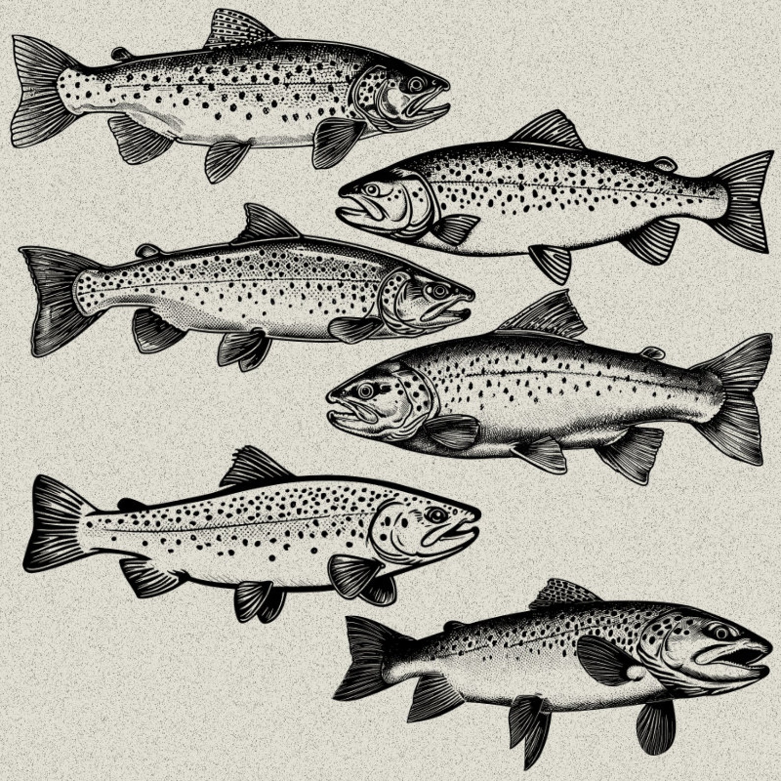 38 Trout Designs Bundle PNG & SVG Digital for Laser Engraving or Print ...