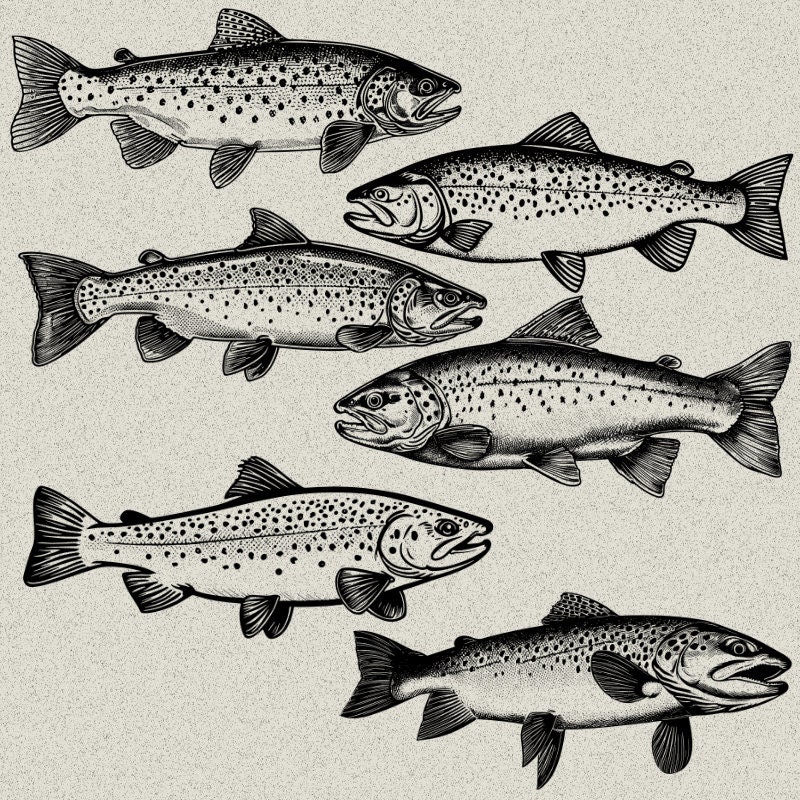 38 Trout Designs Bundle PNG & SVG Digital for Laser Engraving or Print ...