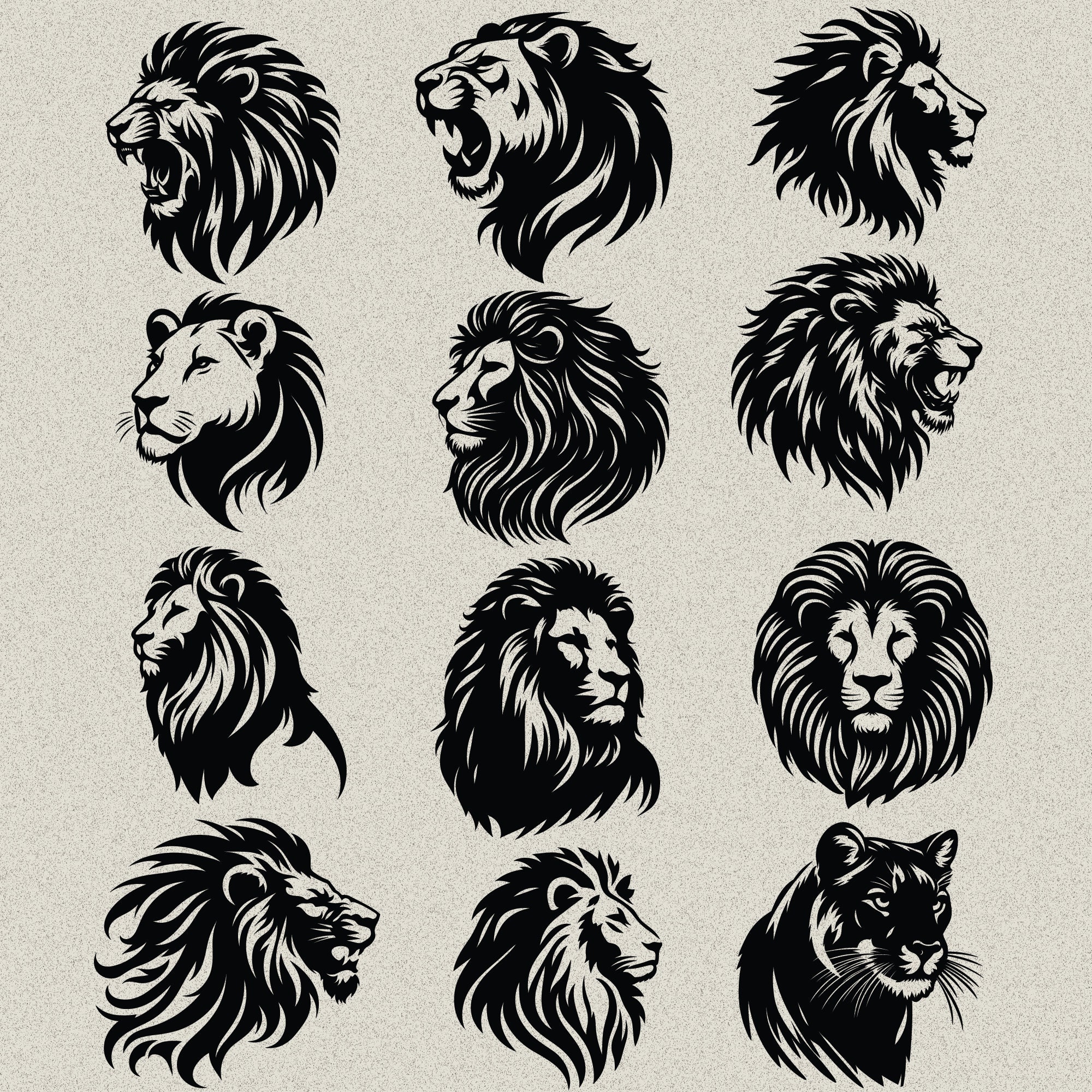 84 Lion Designs Bundle! Simple Low Detail Lion SVG and PNG Files - Good ...