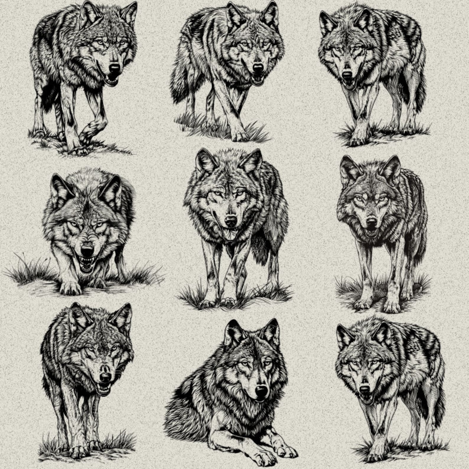 40 Detailed Wolf Designs SVG & PNG Bundle for Laser Engraving or Print ...