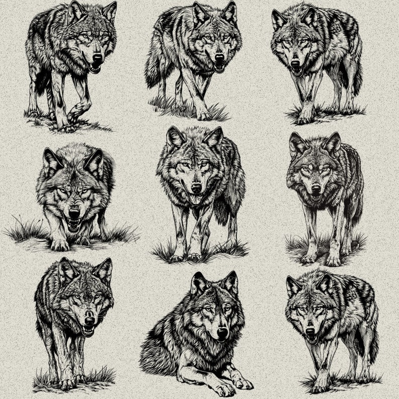 40 Detailed Wolf Designs SVG & PNG Bundle for Laser Engraving or Print ...