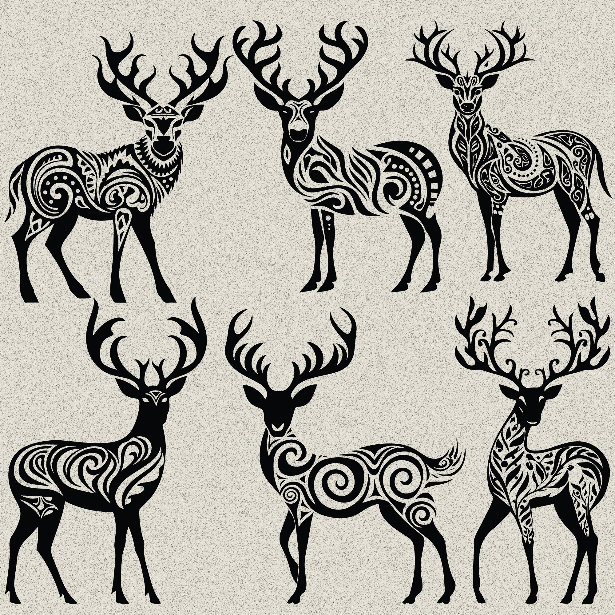 25 Tribal Deer Bundle SVG & PNG Engraver, Cutter and Print Ready ...