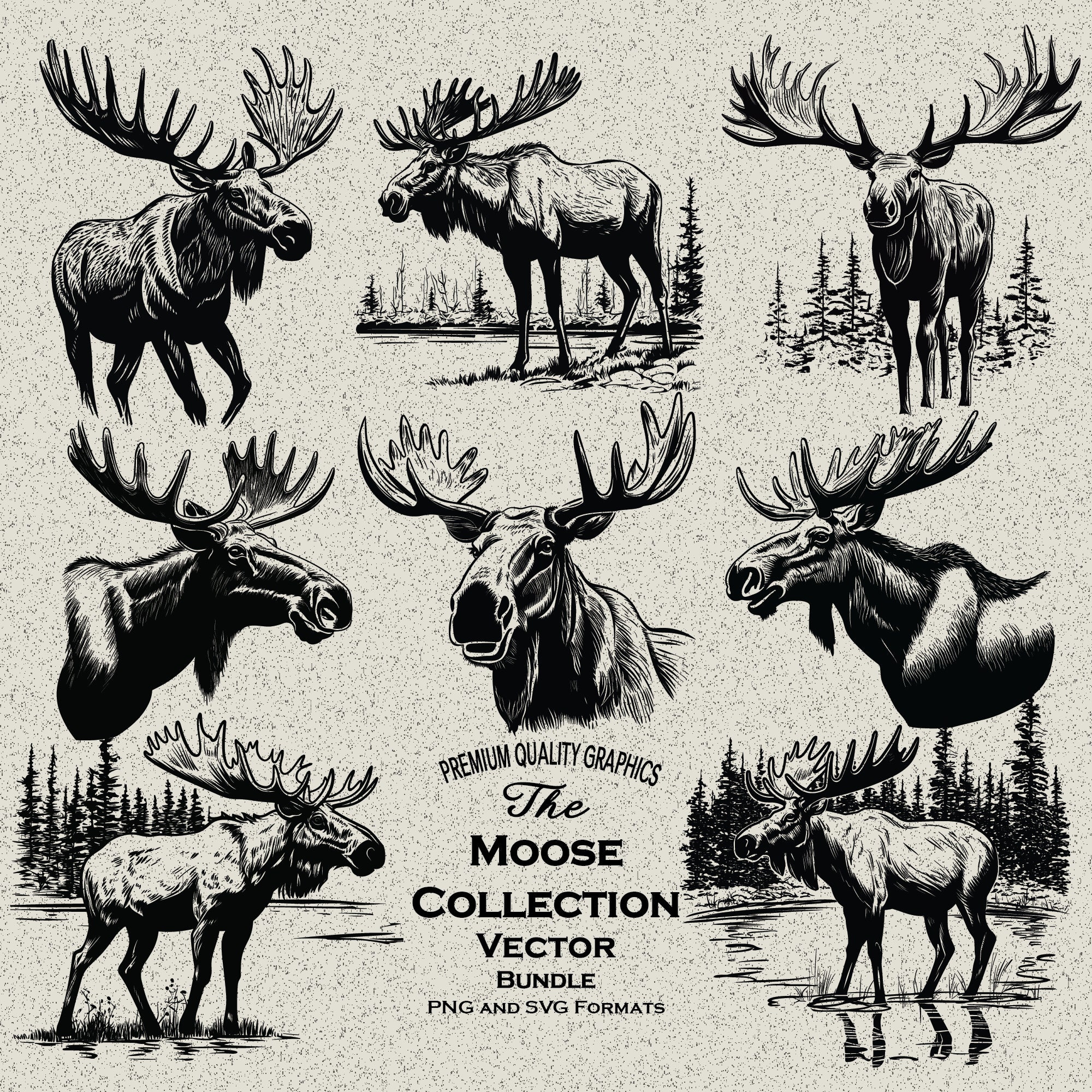 25 Moose Design Bundle PNG & SVG Formats Good for Laser Engraving and ...