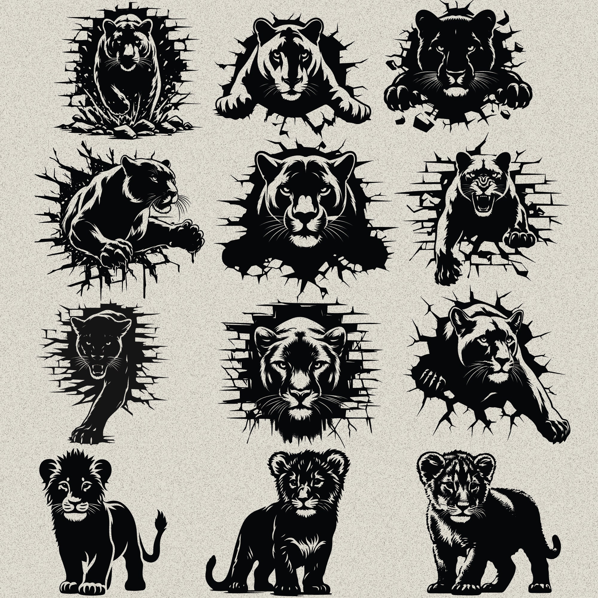84 Lion Designs Bundle Simple Low Detail Lion SVG and PNG Files Good ...