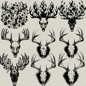 54 Deer Skull Designs SVG & PNG Bundle Laser Engraving or Print ...