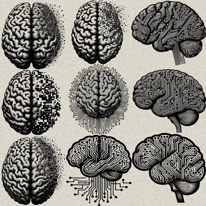 33 Brain SVG & PNG Bundle Designs for Laser Engraving, or Print, AI ...