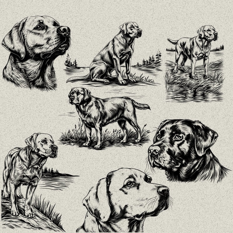 34 Labrador Retriever Dog Designs Bundle SVG & PNG for Laser Engraving ...