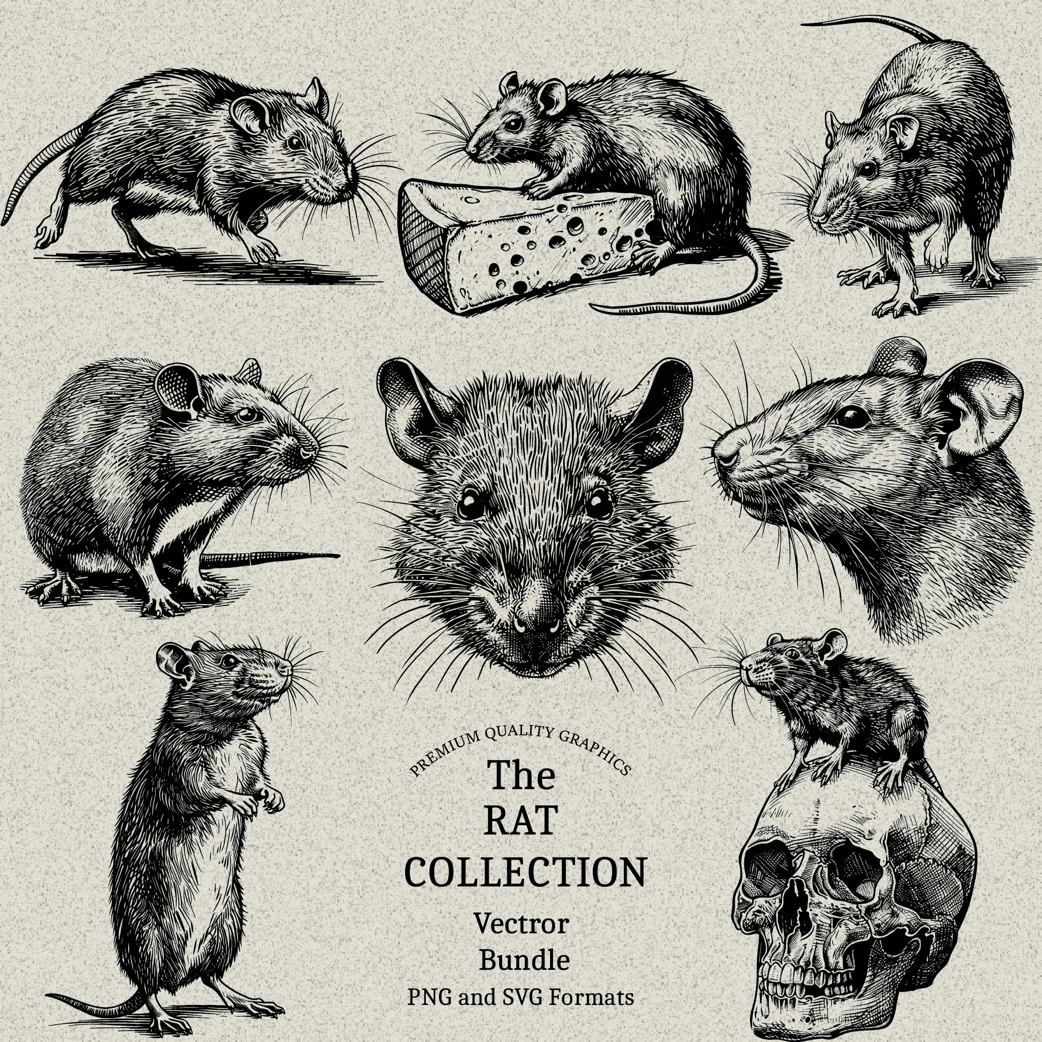 36 Rat Designs Bundle PNG & SVG Digital for Laser Engraving or Print ...