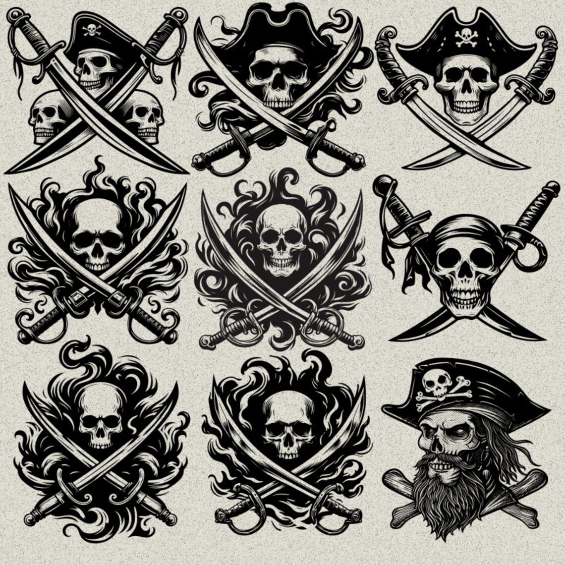 46 Pirate Designs Bundle PNG and SVG for Laser Engraving or Print, Cut ...