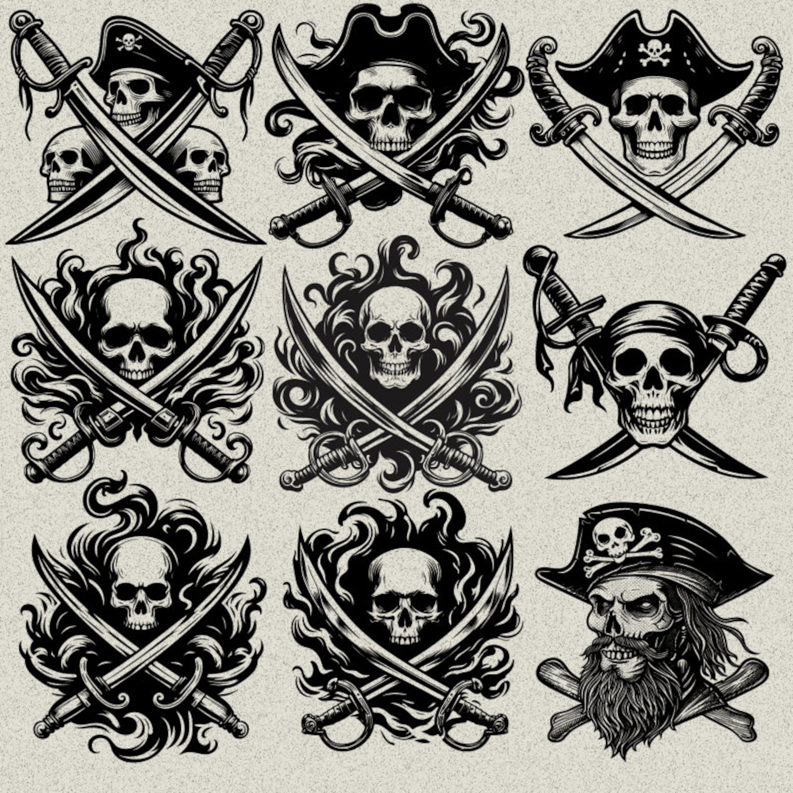 46 Pirate Designs Bundle PNG and SVG for Laser Engraving or Print, Cut ...