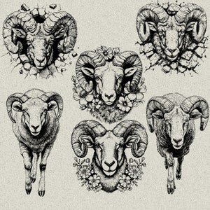36 Ram Designs Bundle PNG & SVG Digital for Laser Engraving or Print ...