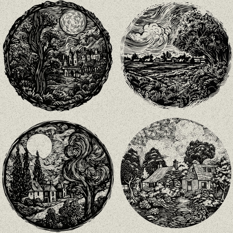 30 Rural Scenery SVG-PNG Bundle Low Detail Designs for Laser Engraving ...