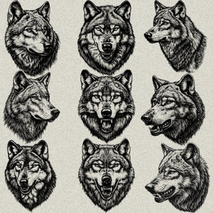 40 Detailed Wolf Designs SVG & PNG Bundle for Laser Engraving or Print ...
