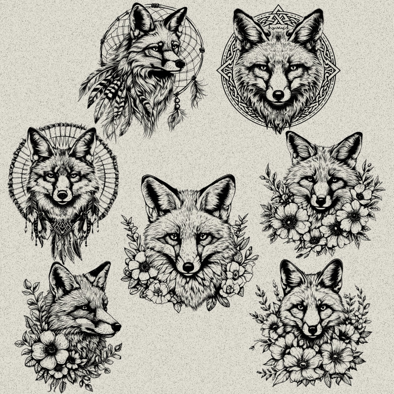 47 Fox Designs Bundle PNG & SVG Digital for Laser Engraving or Print ...
