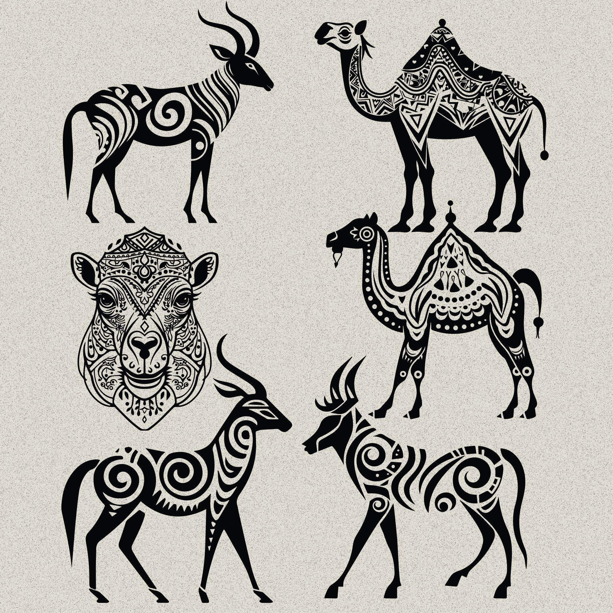 25 Tribal Asian Animal Design Bundle SVG & PNG Files for Engraving and ...