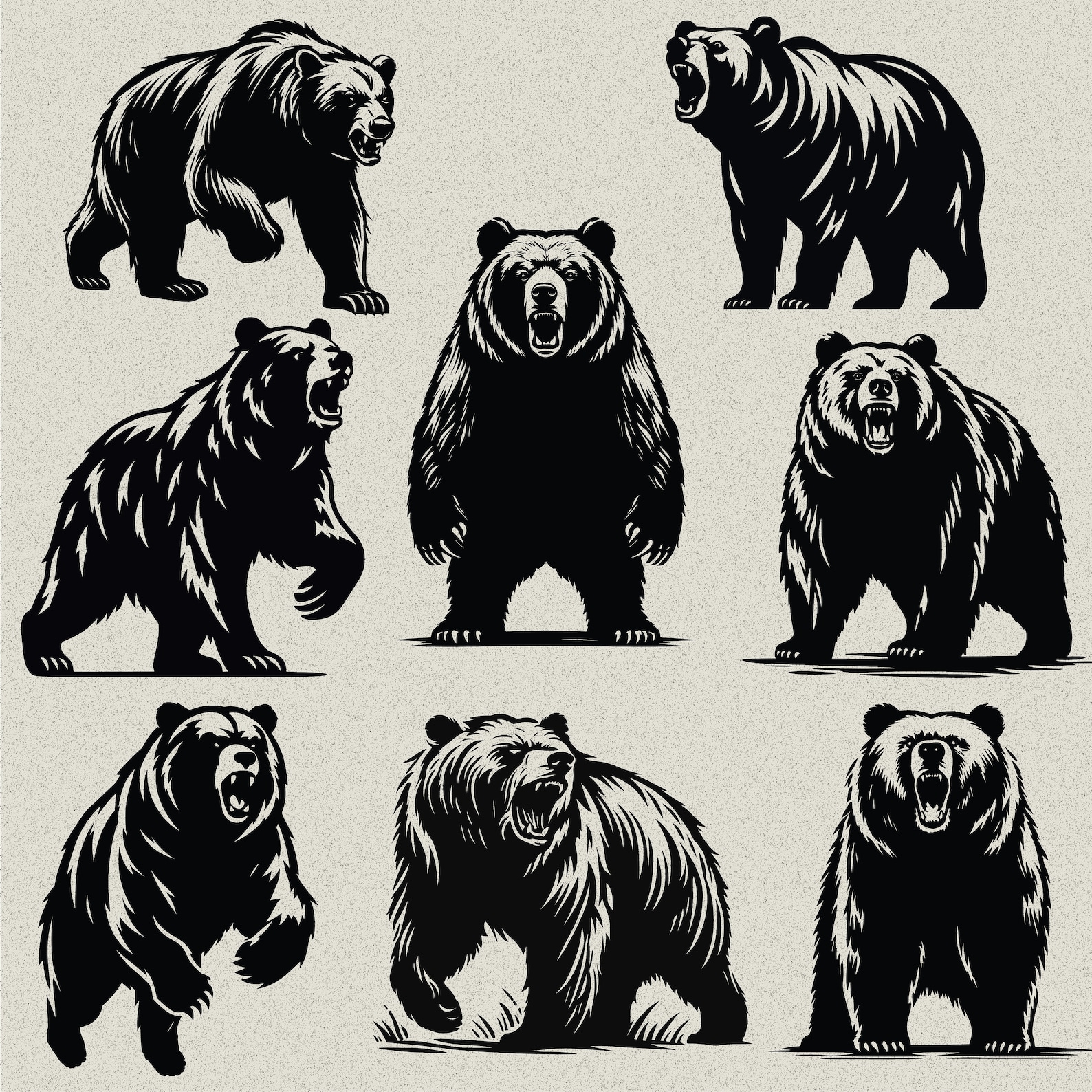 30 Bear and Cub SVG-PNG Bundle Low Detail Designs for Laser Engraving ...