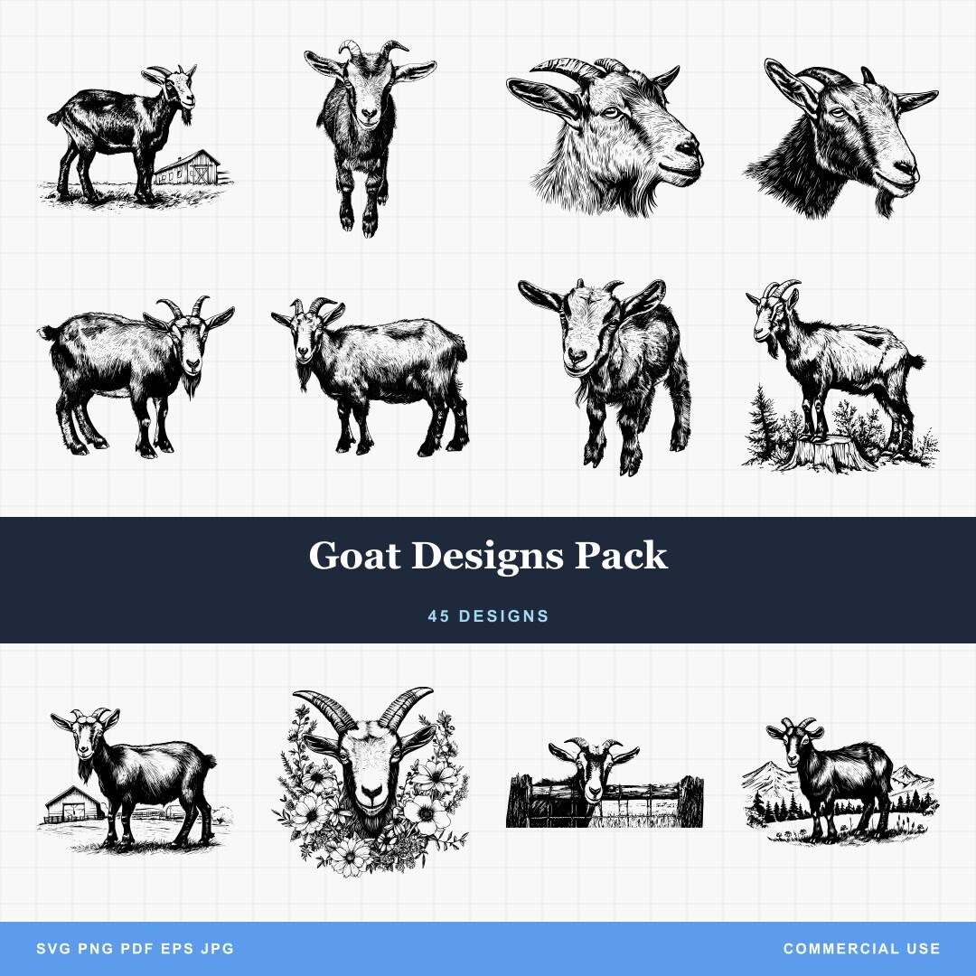 Goat Designs Bundle PNG & SVG Digital for Laser Engraving or Print ...