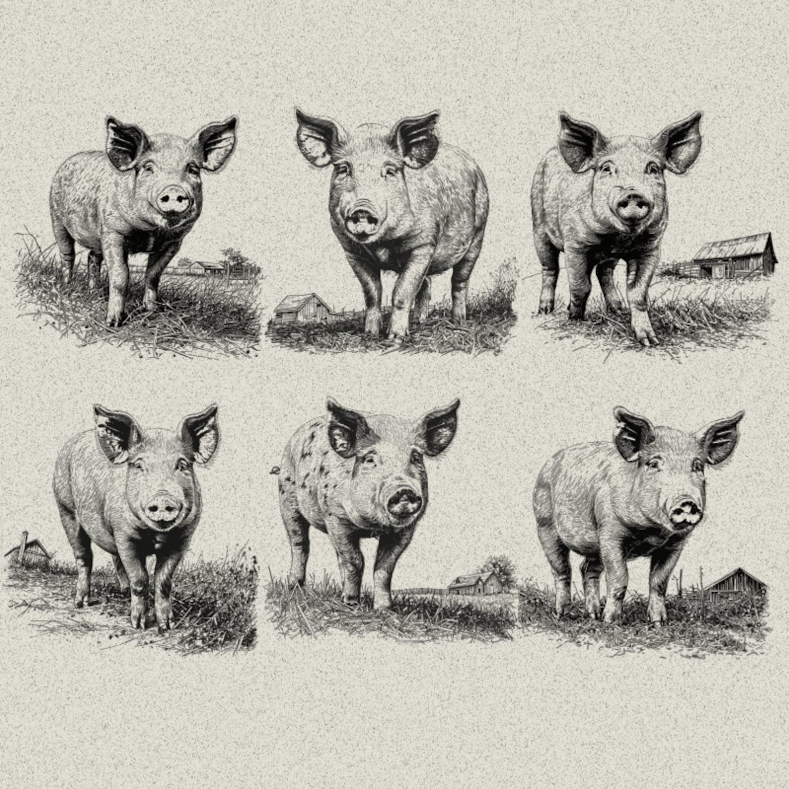 42 Pig Designs Bundle PNG & SVG for Laser Engraving or Print, Piglet ...