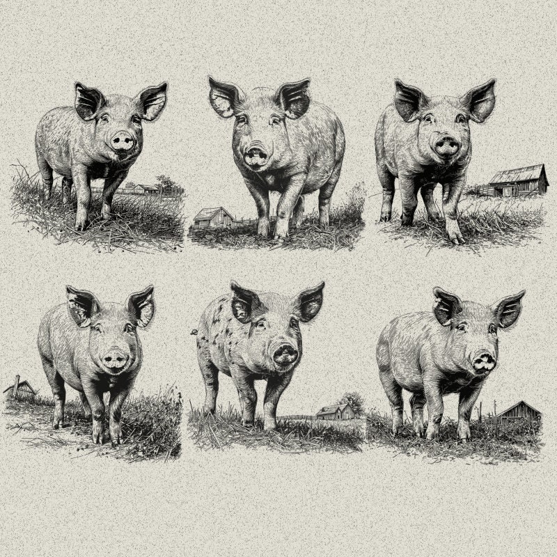 42 Pig Designs Bundle PNG & SVG for Laser Engraving or Print, Piglet ...