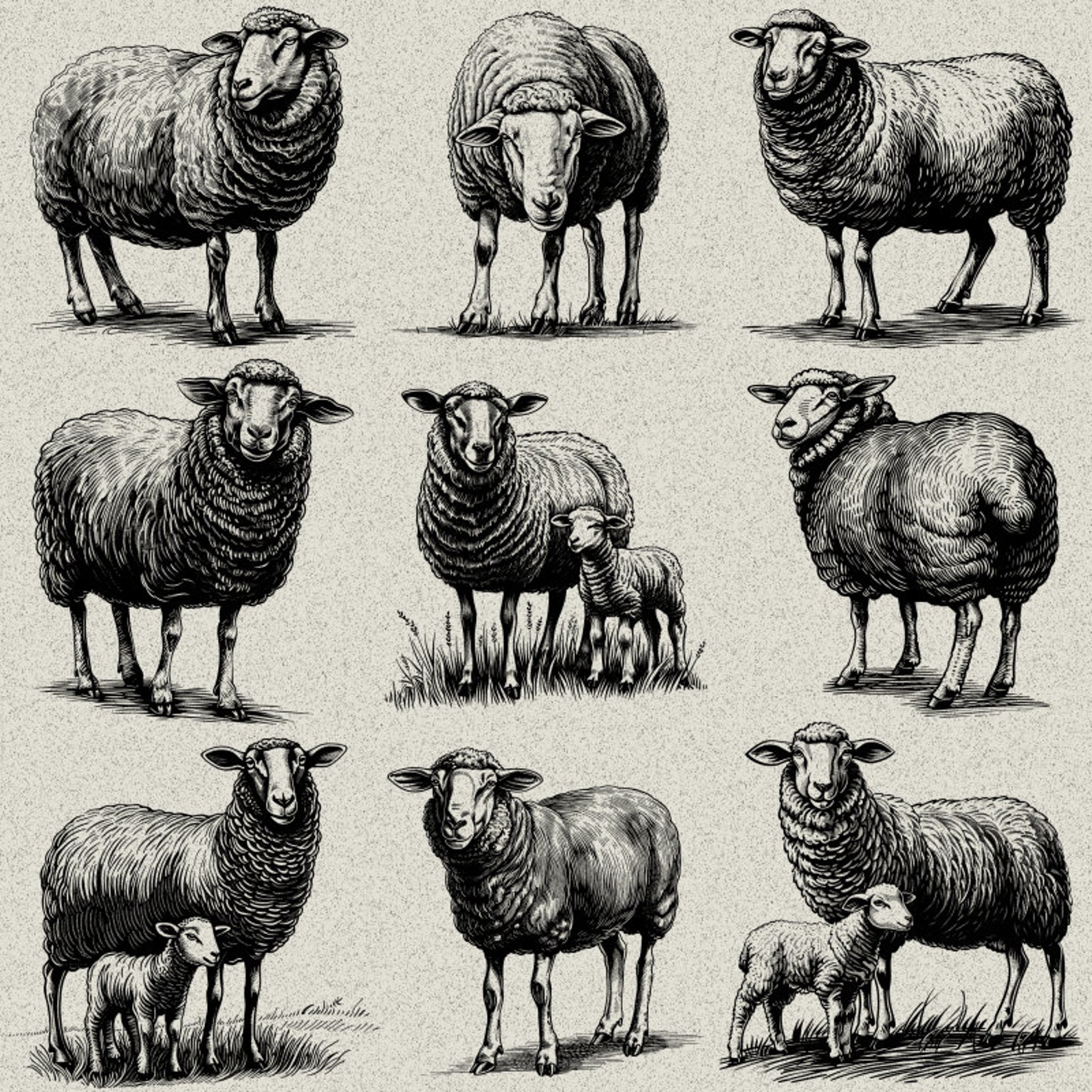 27 Sheep Designs Bundle PNG & SVG Digital for Laser Engraving or Print ...