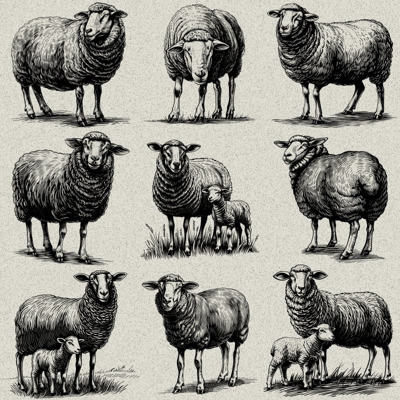 27 Sheep Designs Bundle PNG & SVG Digital for Laser Engraving or Print ...