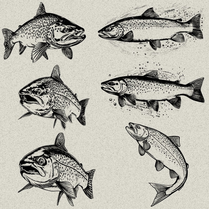 38 Trout Designs Bundle PNG & SVG Digital for Laser Engraving or Print ...