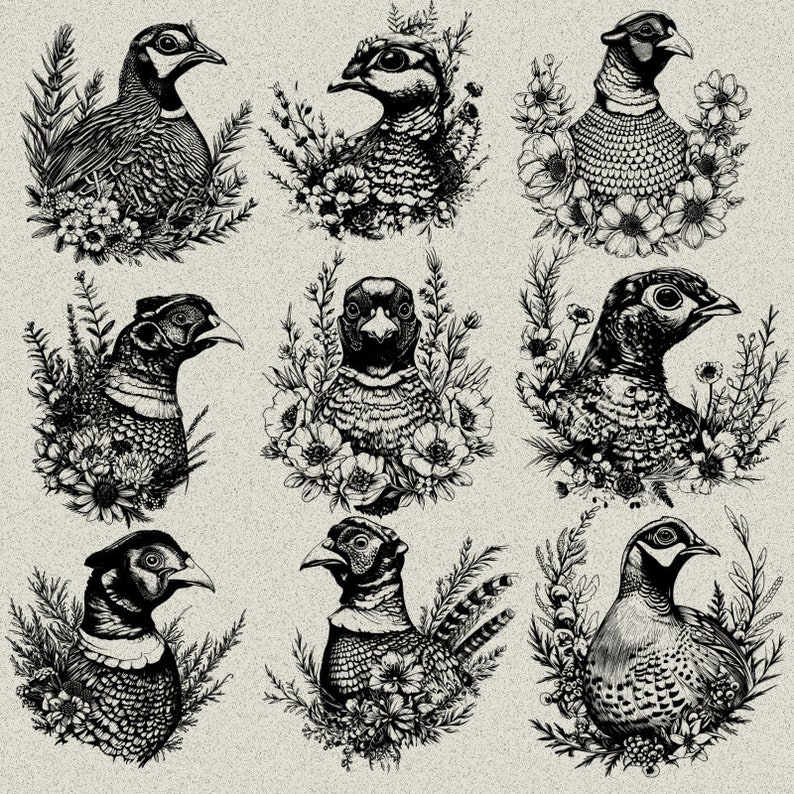 44 Game Bird Designs Bundle PNG & SVG for Laser Engraving or Print on ...
