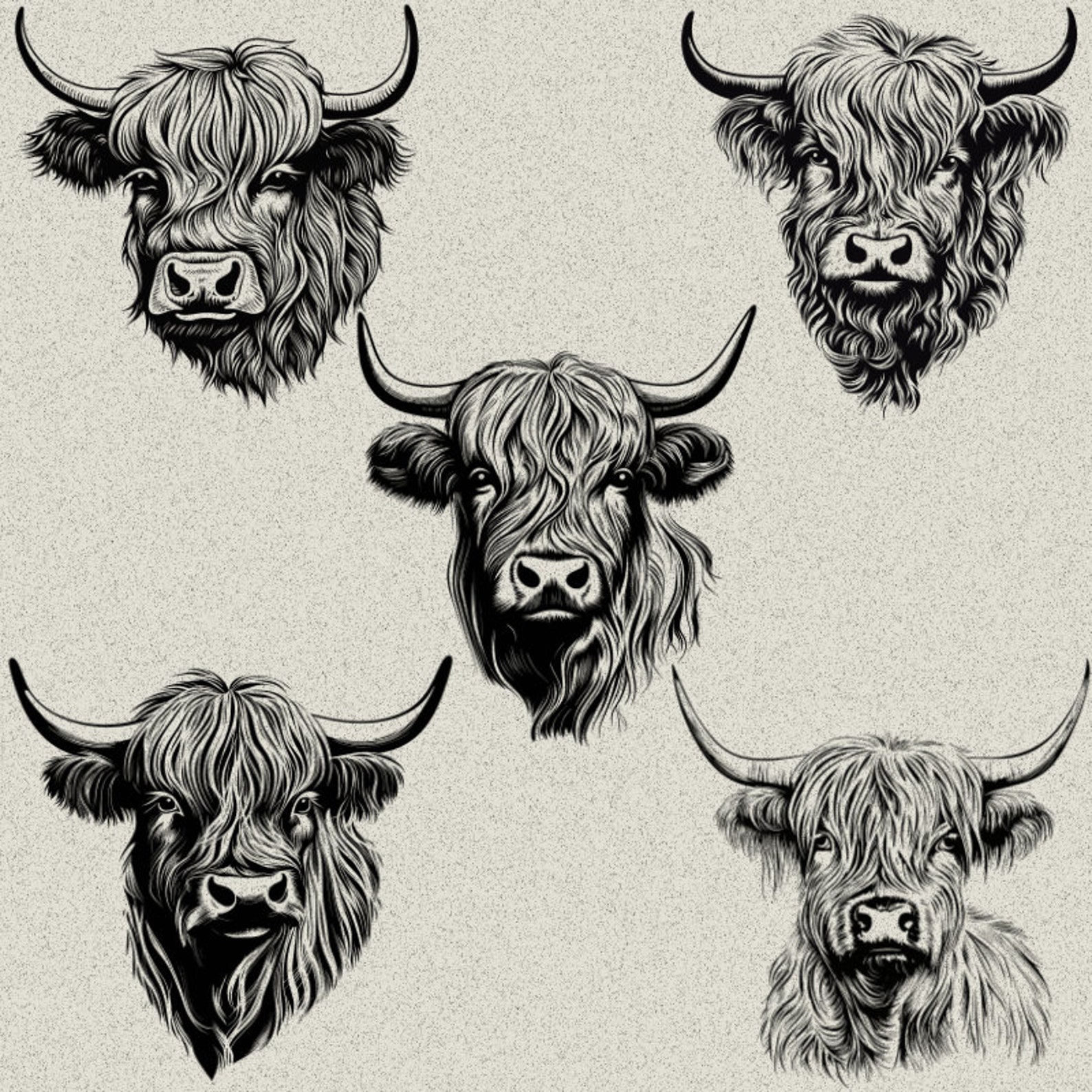 30 Highland Cow Designs Bundle PNG & SVG Digital Download for Laser ...
