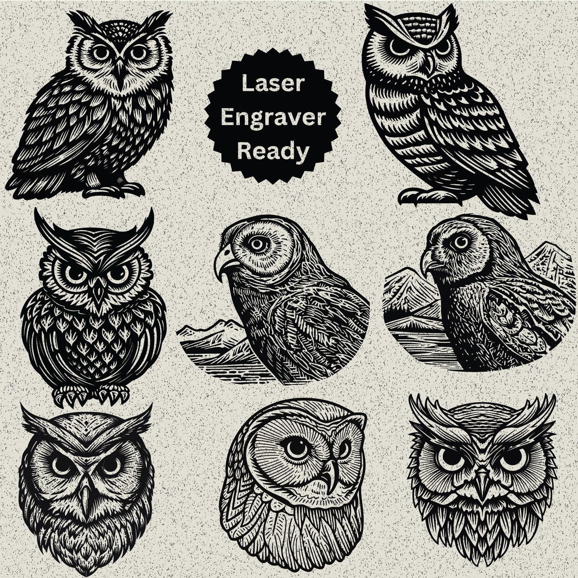 55 Owl Designs Bundle SVG-PNG Designs for Laser Engraving and Print ...