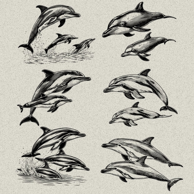 40 Dolphin Designs Bundle PNG & SVG for Laser Engraving or Print ...