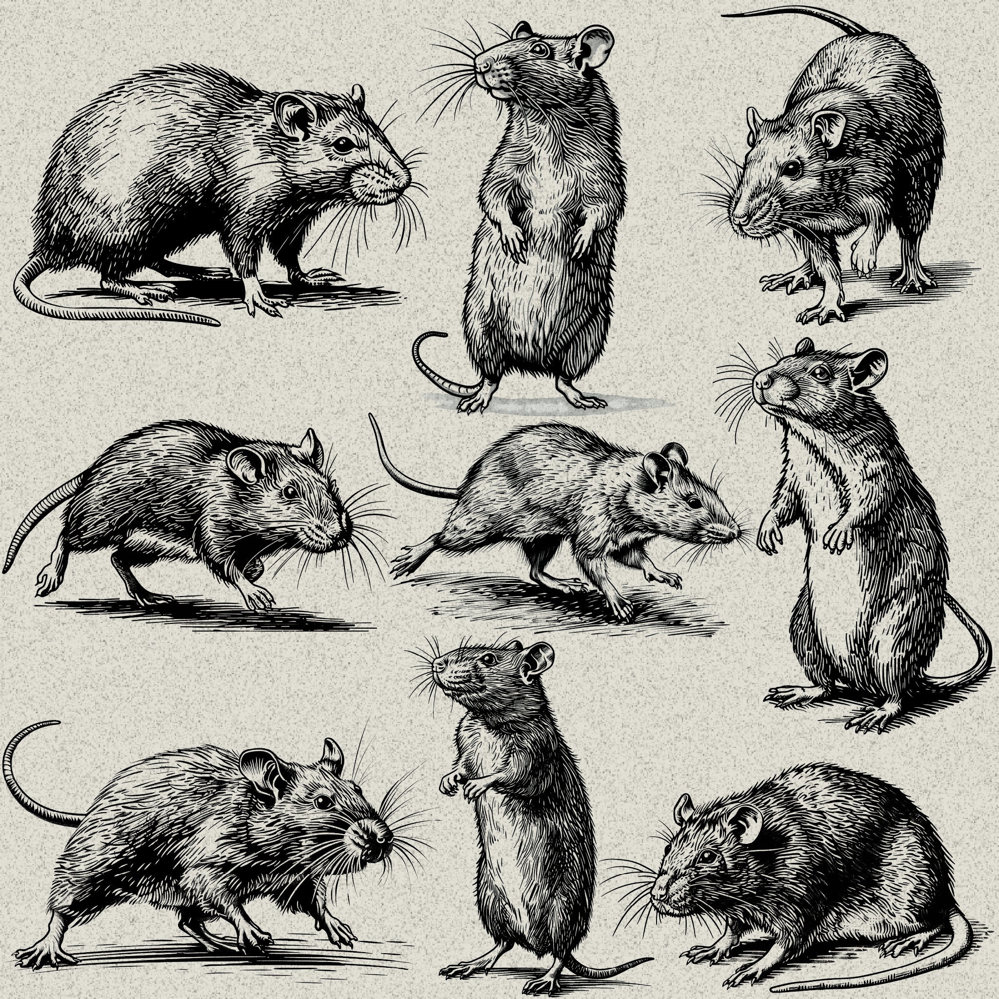 36 Rat Designs Bundle PNG & SVG Digital for Laser Engraving or Print ...