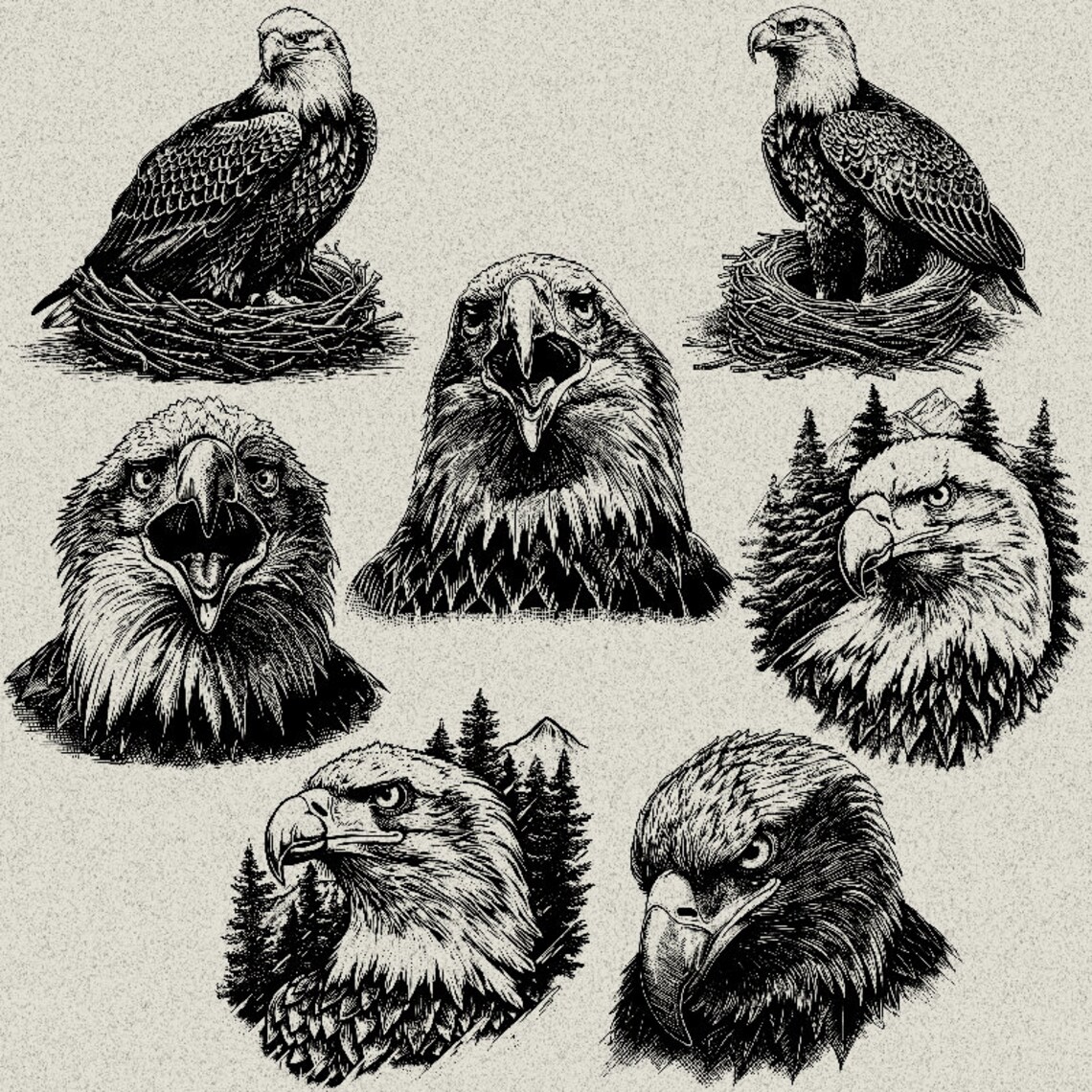 29 Bald Eagle Designs Bundle PNG & SVG Digital for Laser Engraving or ...
