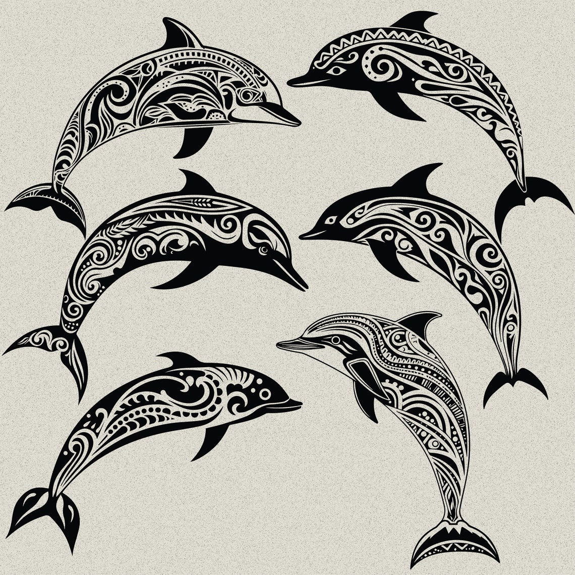 25 Tribal Sea Animals SVG-PNG Bundle Digital Download Māori: Dolphin ...